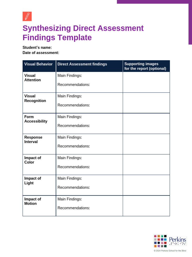Visual Behavior Assessment Template | PDF
