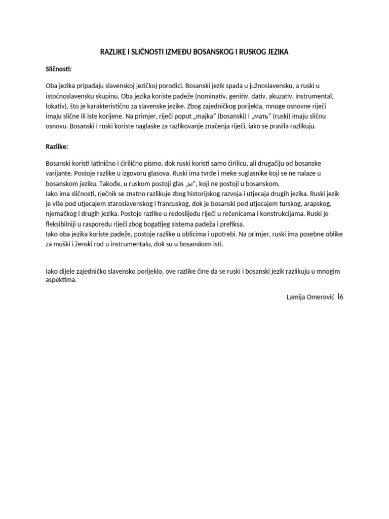 Bosanski Zadaća | PDF