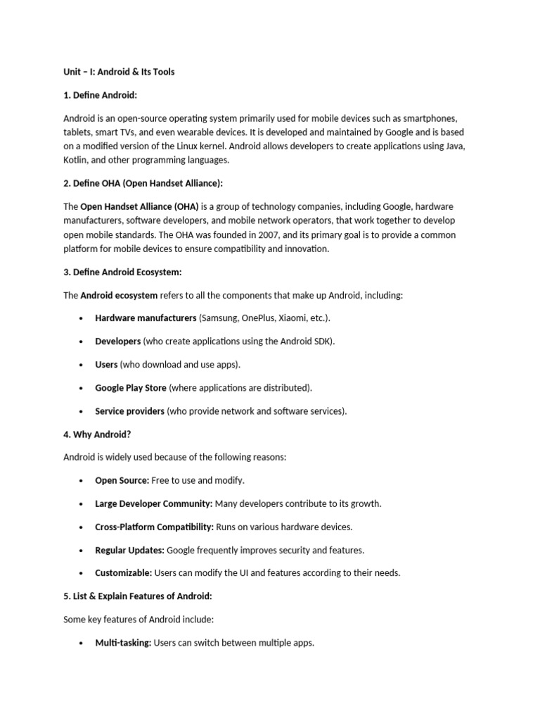 QB For UT1 Mobile Application Development | PDF | Android (Operating System) | Java (Programming ...
