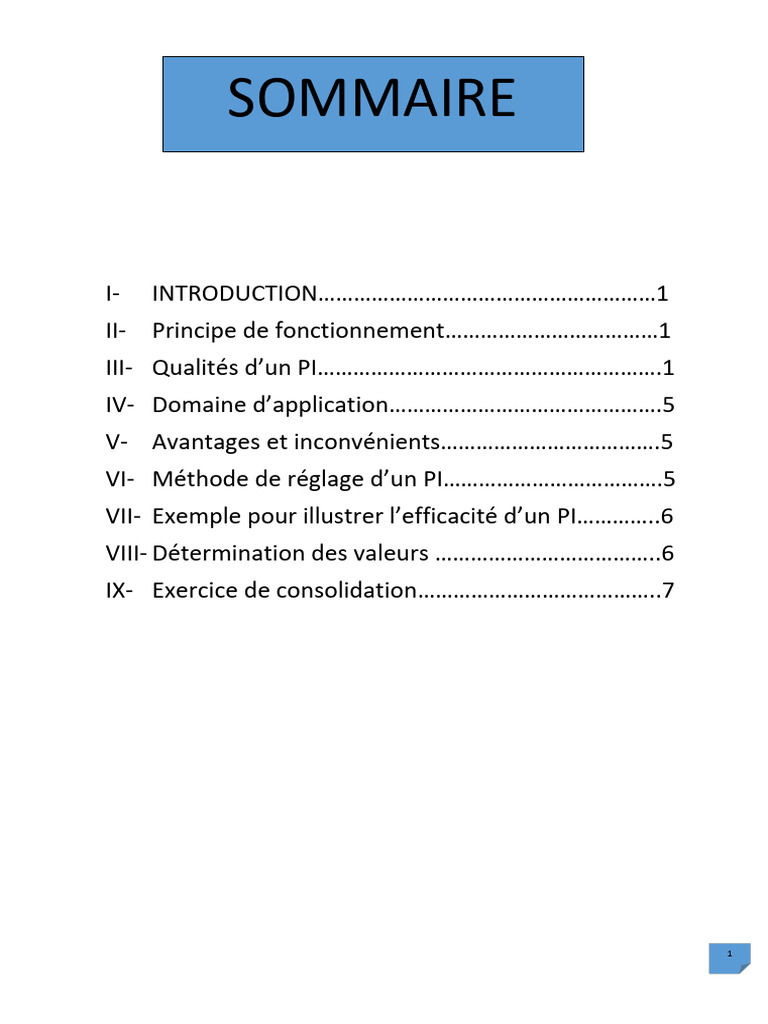 Correcteur Proportionnel Intégral (PI) | PDF | Régulation | Théorie du ...