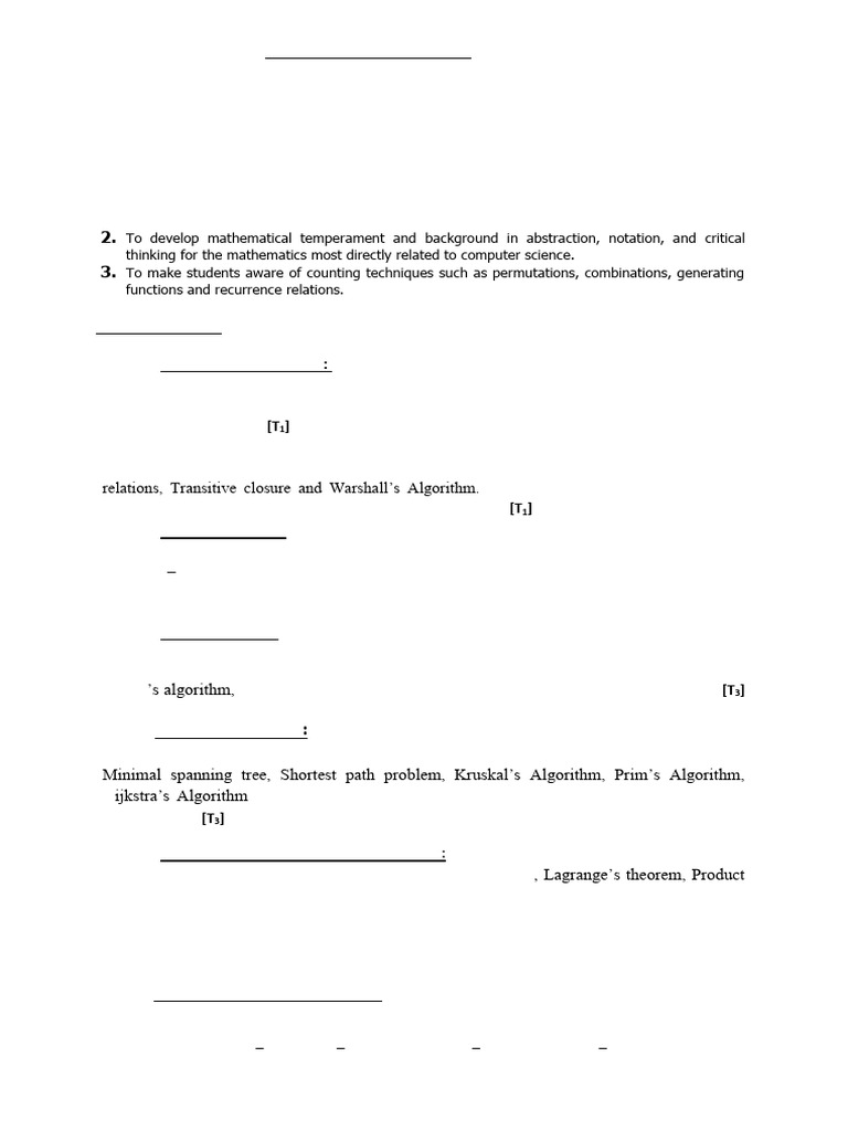 MA203 - Syllabus - Discrete Mathematics - (CSE-CSIT and Related Branches-) | PDF | Combinatorics ...