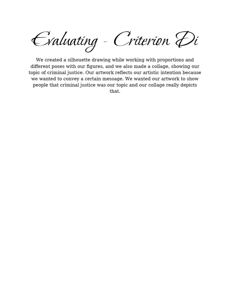 Evaluation - Criterion D | PDF