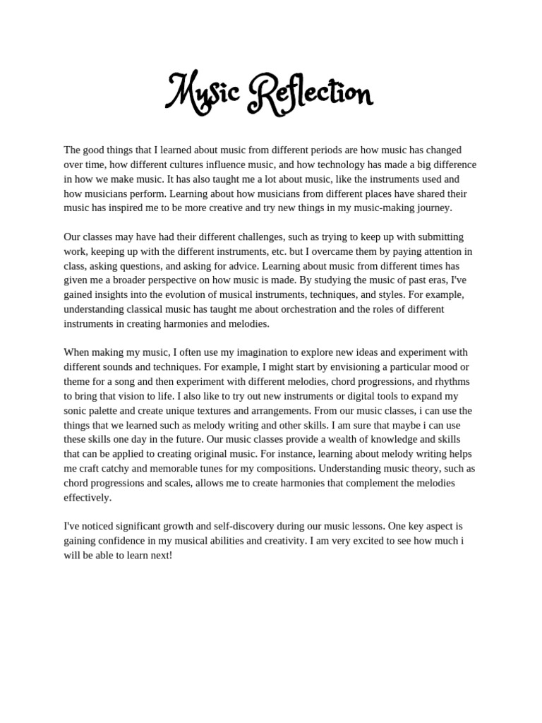 Music Reflection | PDF
