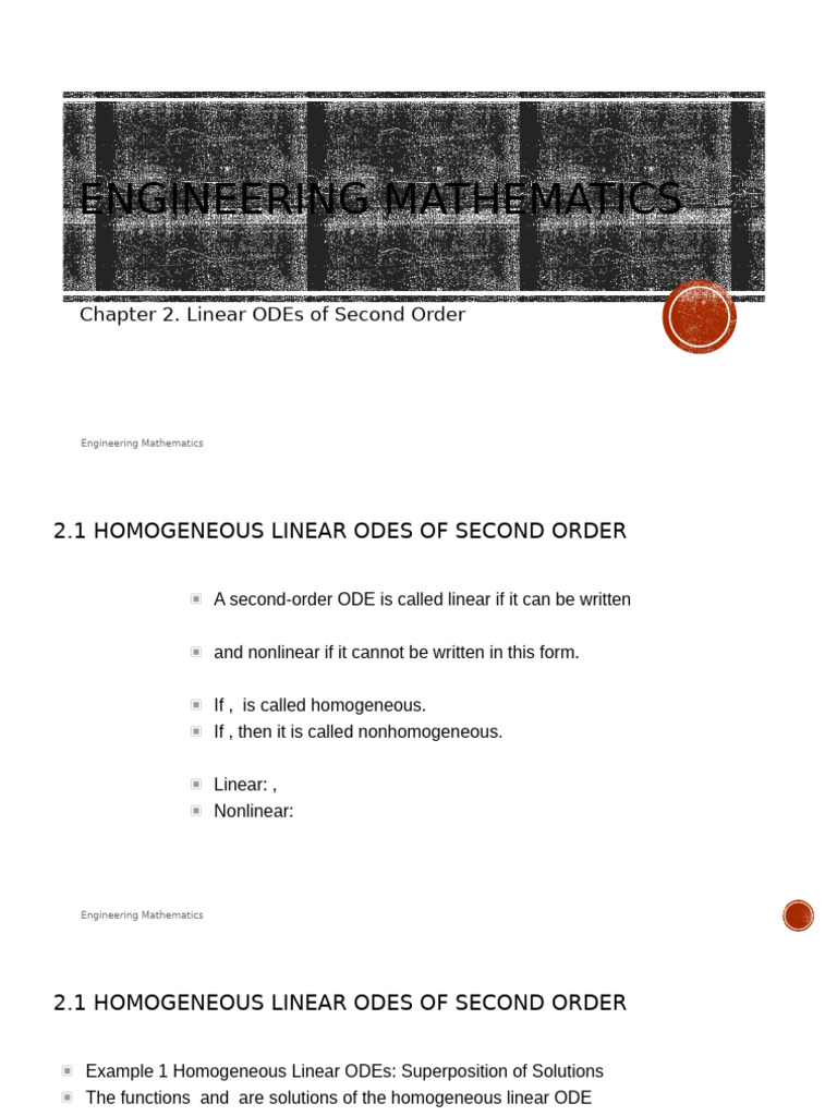 EngineeringMath Chap2 | PDF | Ordinary Differential Equation | Equations