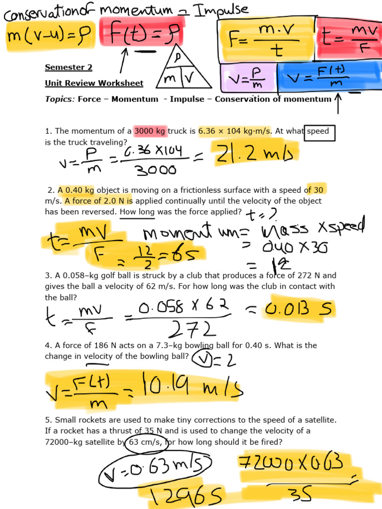 Forces-Momentum Unit Review 2 | PDF | Force | Momentum