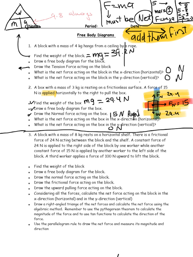 Free Body Diagrams and Forces Analysis | PDF