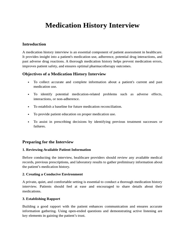 Medication History Interview | PDF | Patient Safety | Medical Prescription