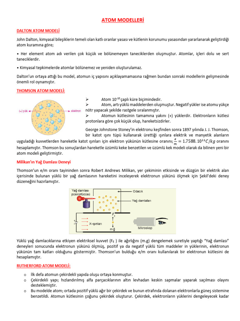 ATOM MODELLERİ VE ENERJİ SEVİYELERİ-2 | PDF
