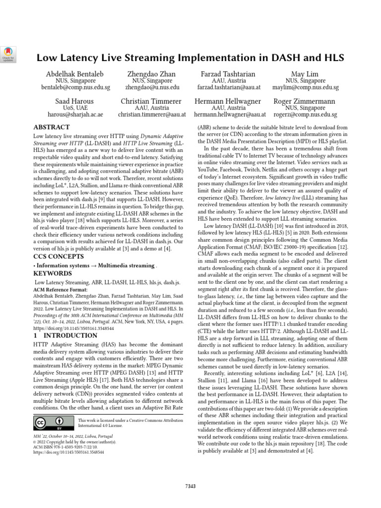 Low Latency Live Streaming Implementation in DASH and HLS | PDF | Digital Technology | Computing