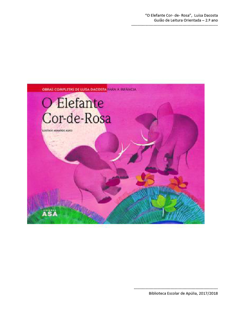 Guião de Leitura: O Elefante Cor-de-Rosa | PDF | Bibliotecas
