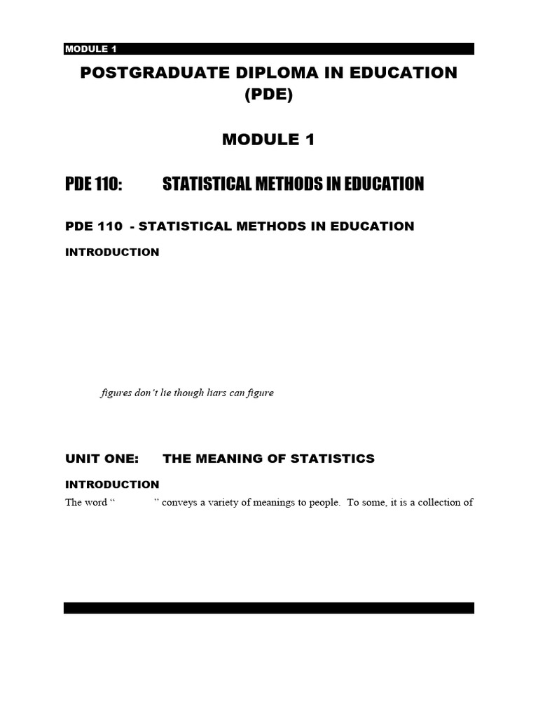 PDE 710 Statistical Method in Education Module 1 Units 1 7 1 | PDF | Level Of Measurement ...