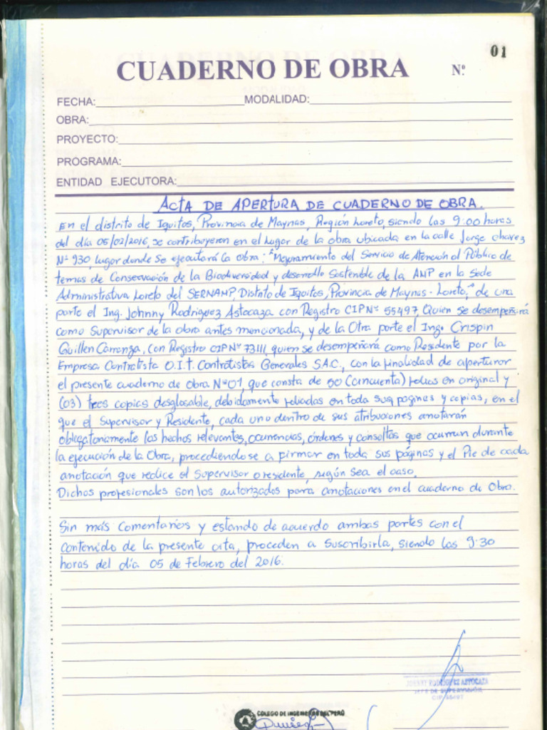 Cuaderno de Obra 01 | PDF