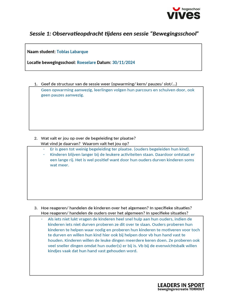 BWS Observatieopdracht en Voorbereiding (1) | PDF
