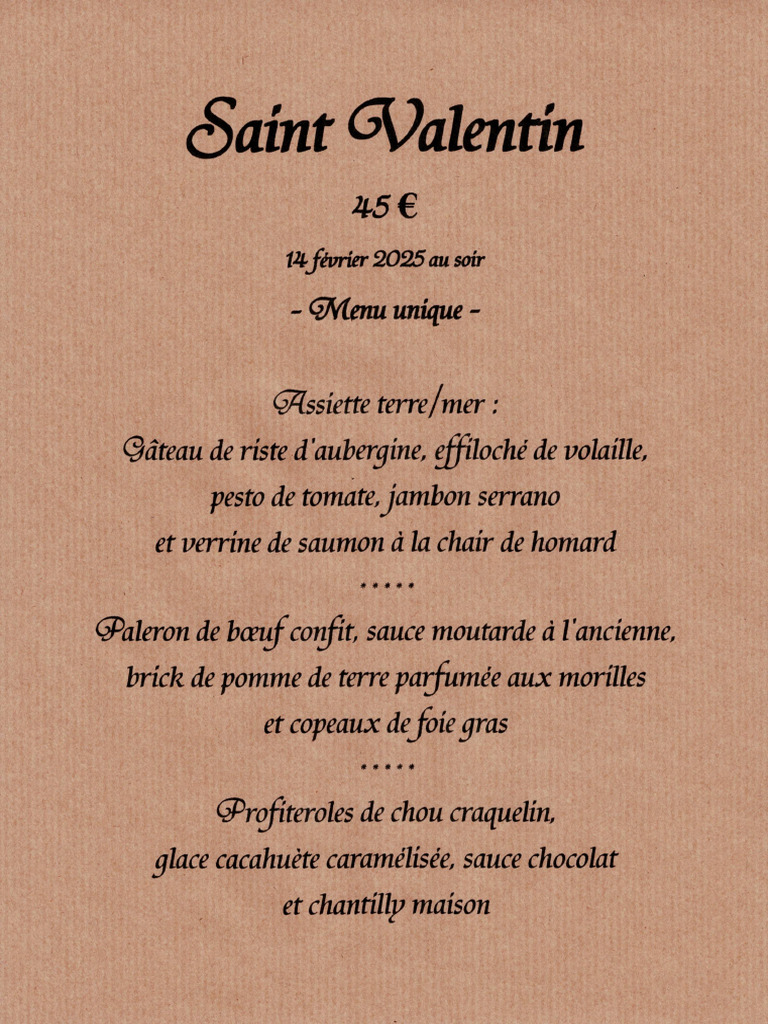 Menu Saint Valentin | PDF