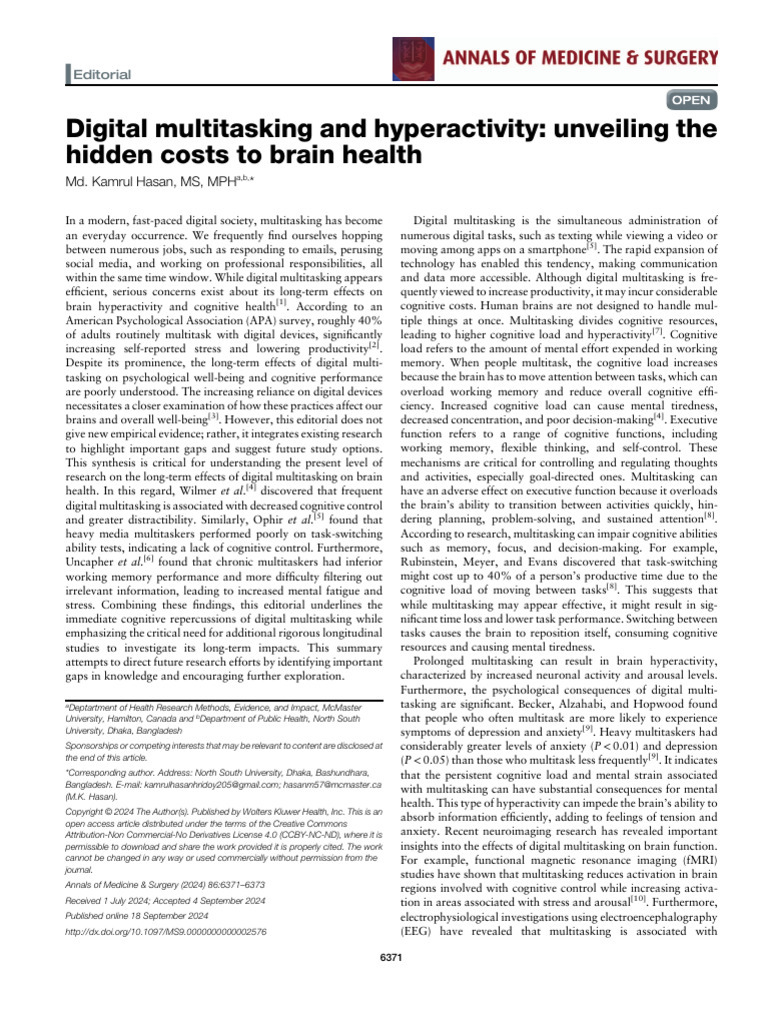 Digital Multitasking and Hyperactivity Unveiling.5 | PDF | Executive Functions | Working Memory