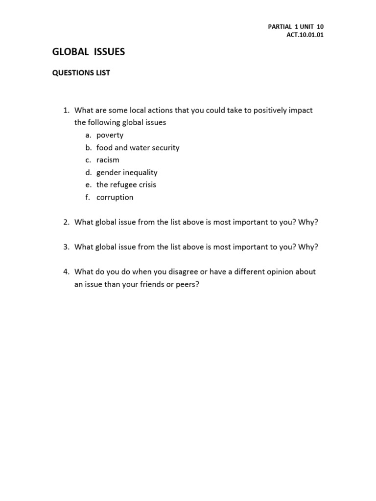 Local Actions for Global Issues | PDF