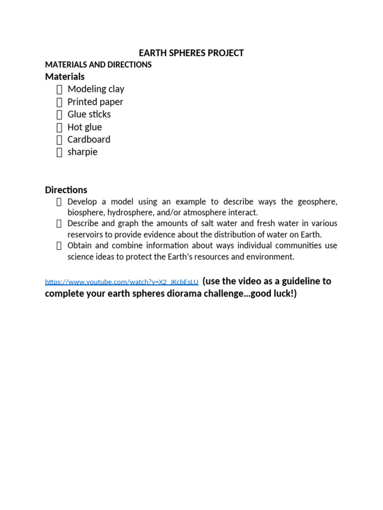 Earth Systems Diorama Project Pdf Earth Sciences Nature