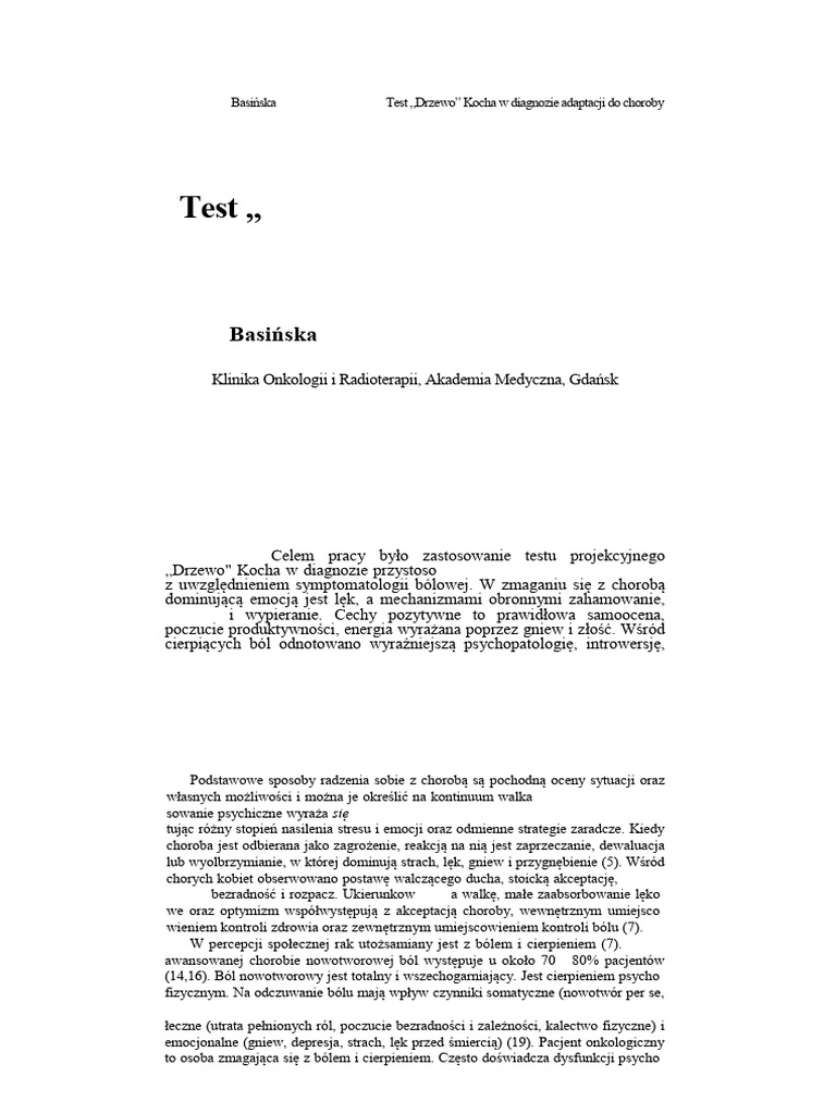 2000 Psychoonko Postprint Basinska Czuchnowska Test Drzewo Nr7 039 048 ...