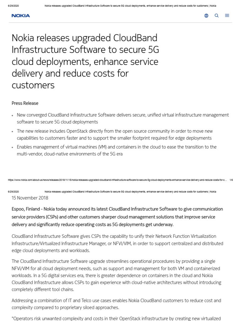 Nokia Releases Upgraded CloudBand | PDF | Cloud Computing | Nokia