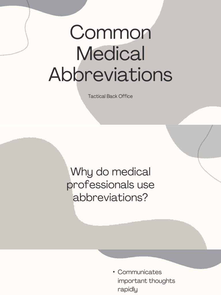 Common Medical Abbreviations 1 | PDF