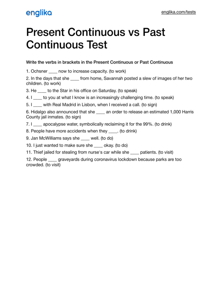 Present vs Past Continuous Exercises | PDF