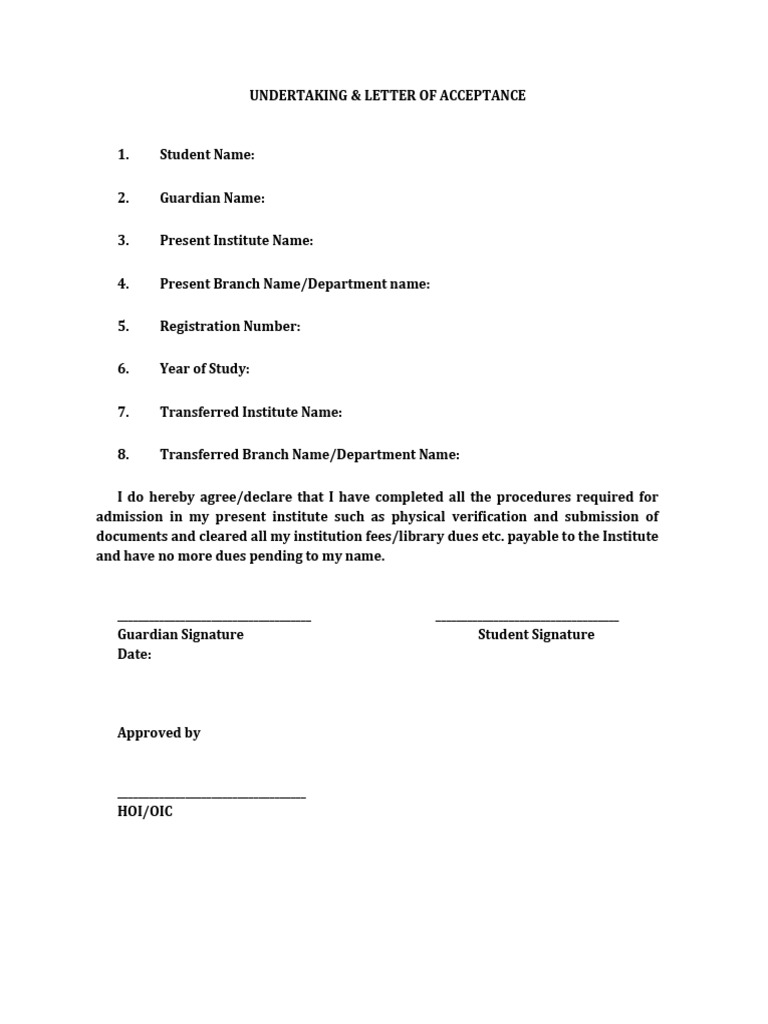 Letter of Acceptance Format | PDF