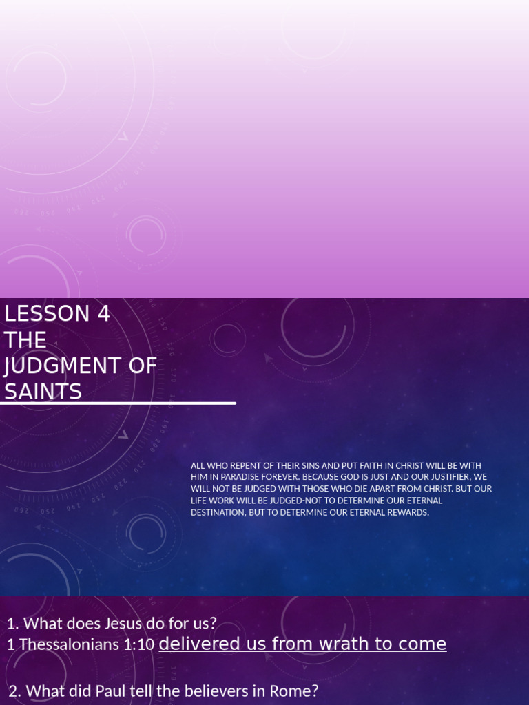 Lesson 4 Judgement of Saint | PDF | Paul The Apostle | Last Judgment