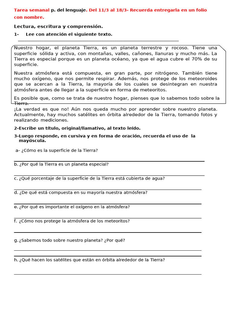 Tarea semanal P- DEL LENGUAJE | PDF