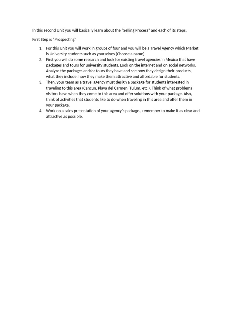 Travel Agency Project, Sales Package | PDF
