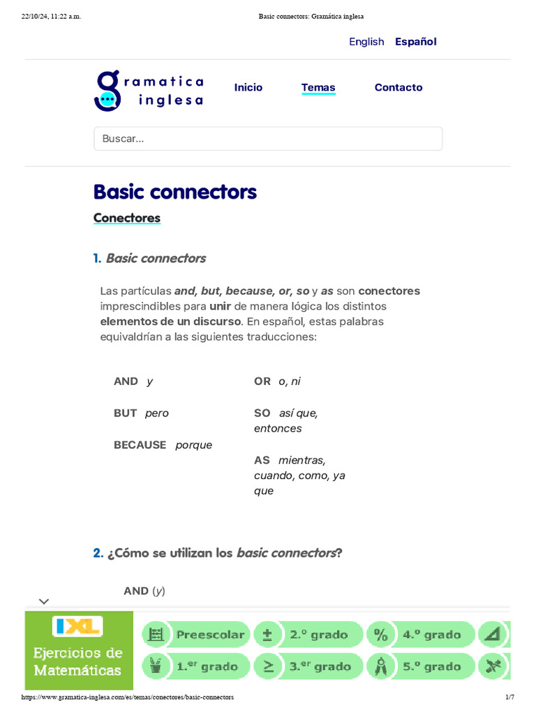 Basic Connectors - Gramática Inglesa | PDF | Gramática inglesa