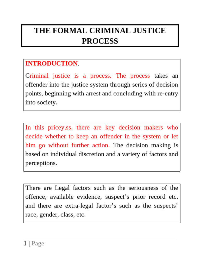 The Formal Criminal Justice Process | PDF | Plea | Bail