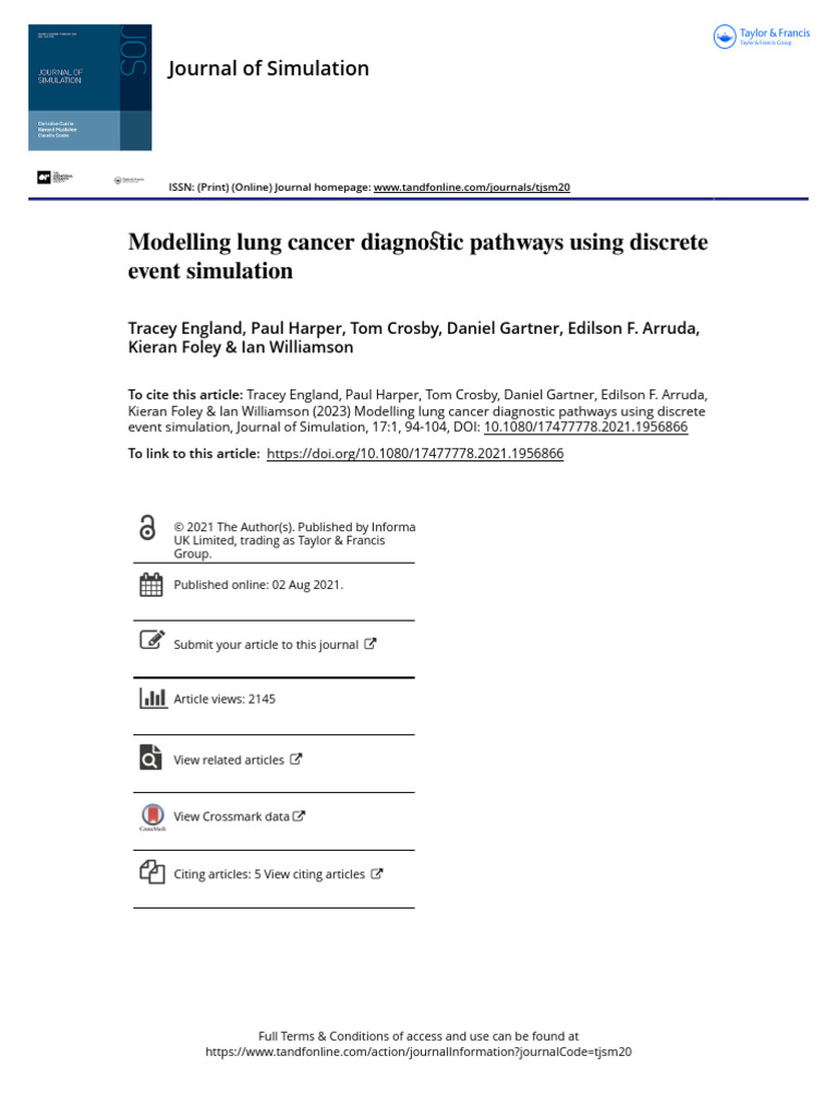 Modelling lung cancer diagnostic pathways using discrete event simulation | PDF | Cancer ...