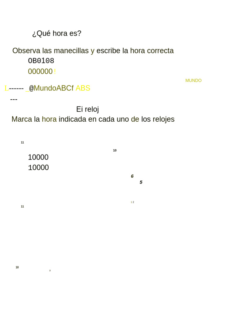 Actividades para El Uso Del Reloj | PDF