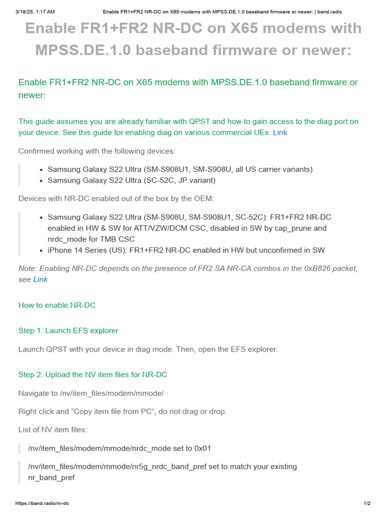Enable FR1+FR2 NR-DC On X65 Modems With MPSS - DE.1.0 Baseband Firmware ...