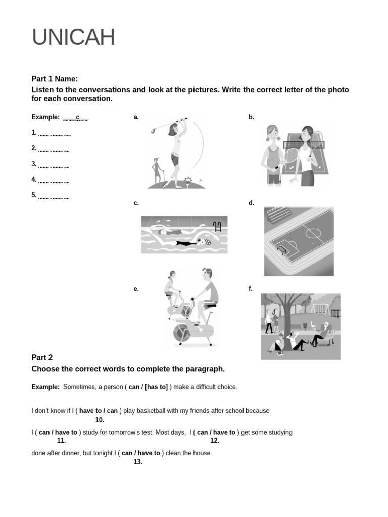 Top Notch 1 Unit 6 Assessment | PDF