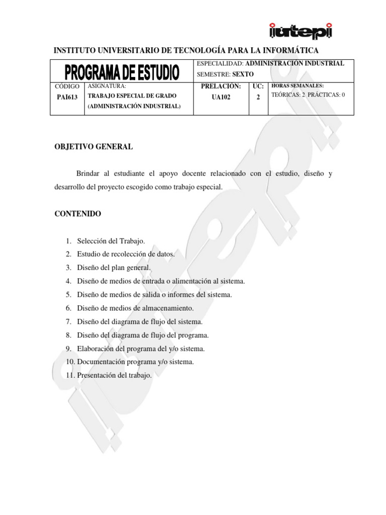 Contenido Programatico Teg Admon | PDF