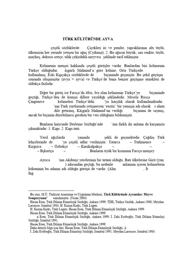 Turk Kulturunde Ayva | PDF