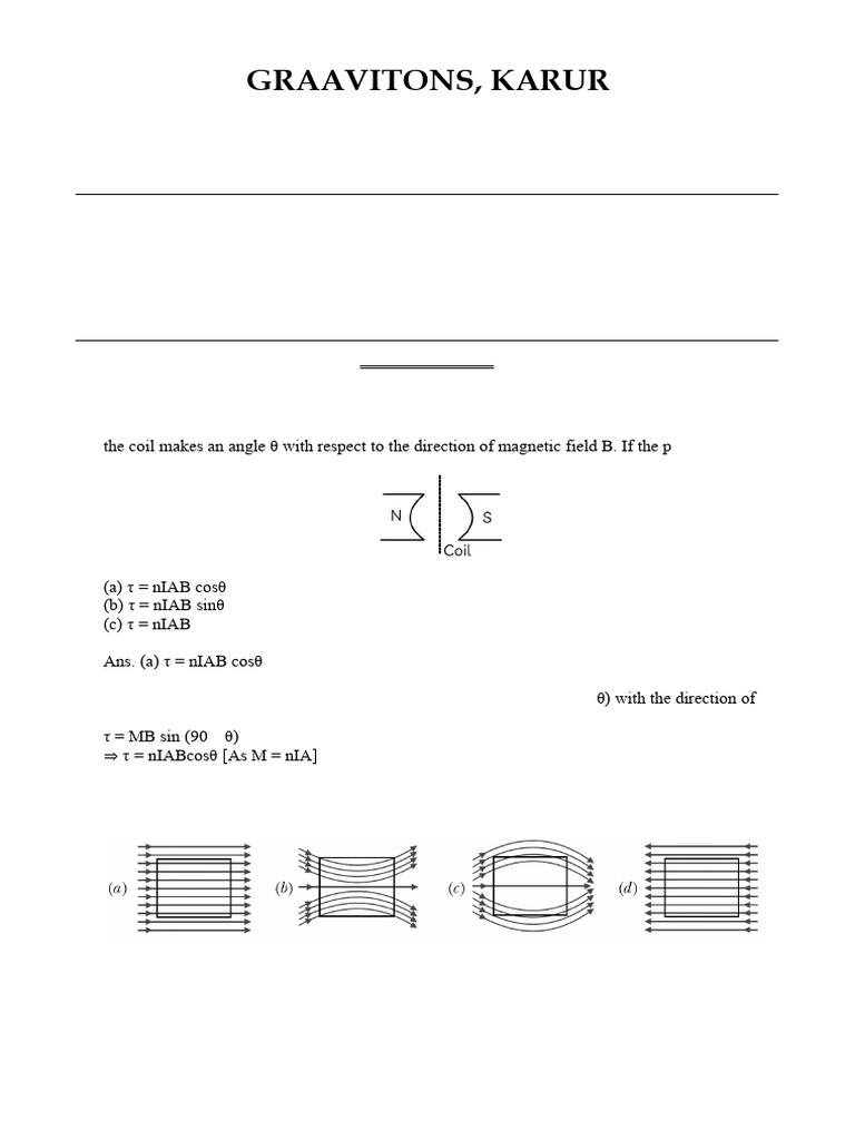 Physics Class Xii Chapter 05 Magnetism and Matter Practice Paper 05 2024 Answers | PDF ...