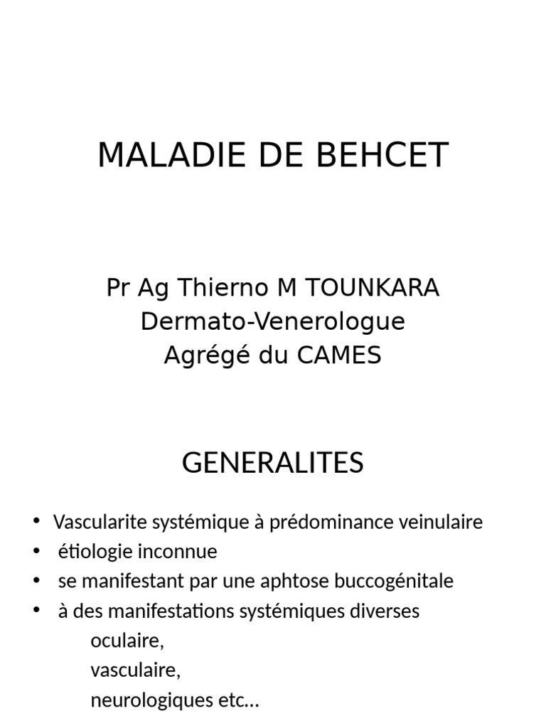 Complications de la maladie de Behçet | PDF | Maladies et troubles ...