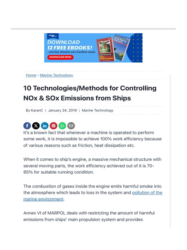 10 Technologies-Methods For Controlling NOx & SOx Emissions From Ships ...