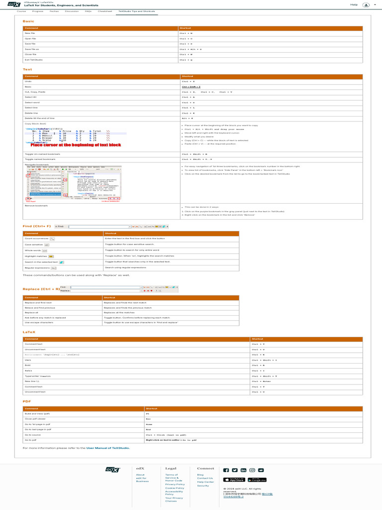 TeXStudio Shortcuts and Tips Guide | PDF | Control Key | Keyboard Shortcut