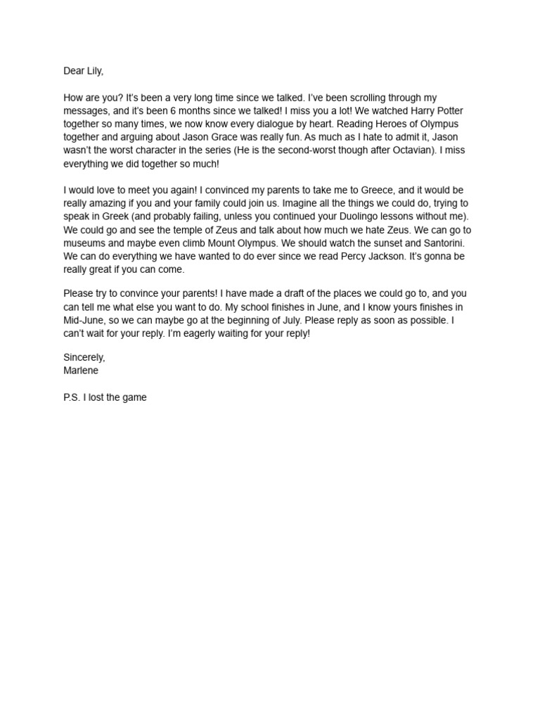 English Informal Letter To Friend | PDF