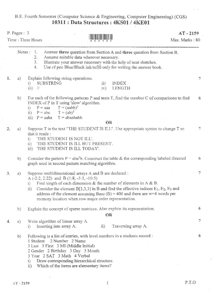 Cse Computer Engg Data Structures Pdf Algorithms And Data Structures Algorithms