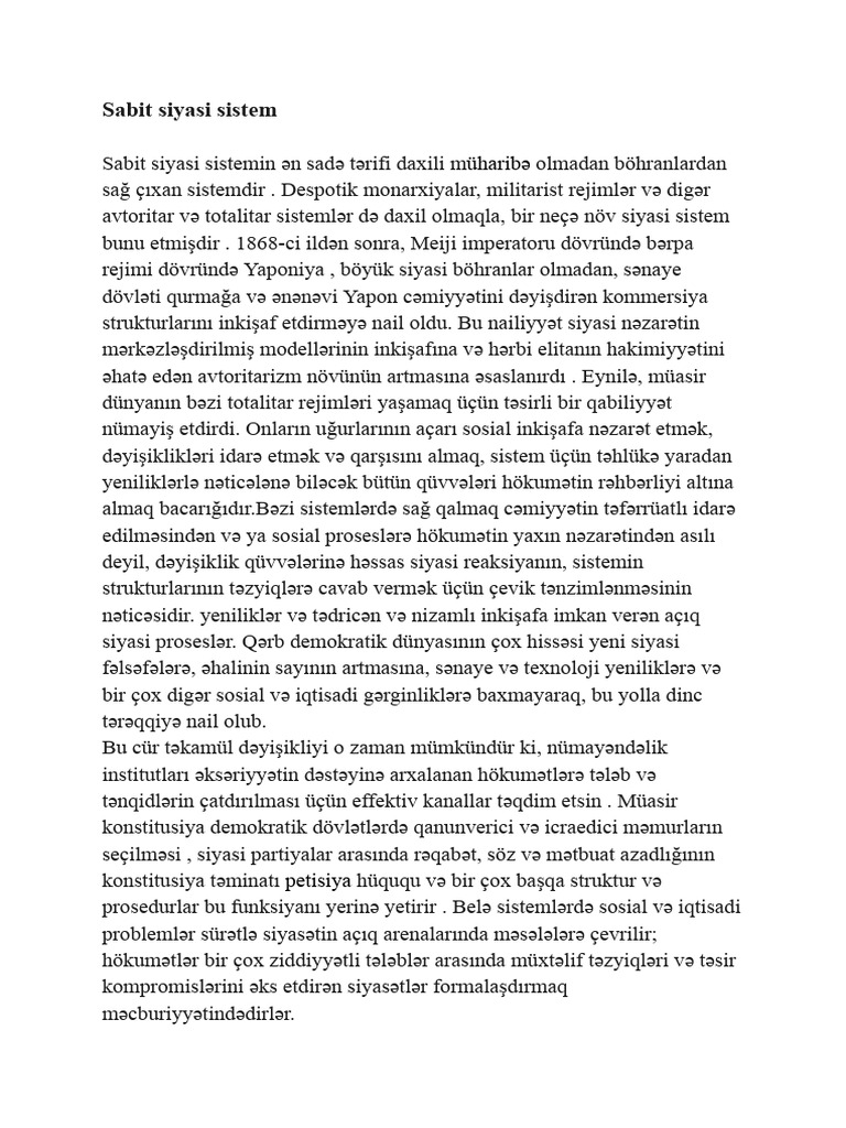 Siyasi Sabitliyin Formaları | PDF