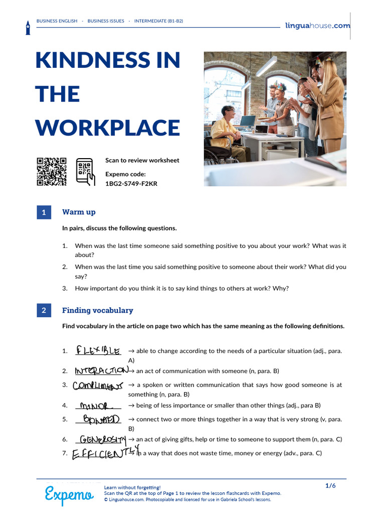 Kindness in The Workplace British English Student | PDF