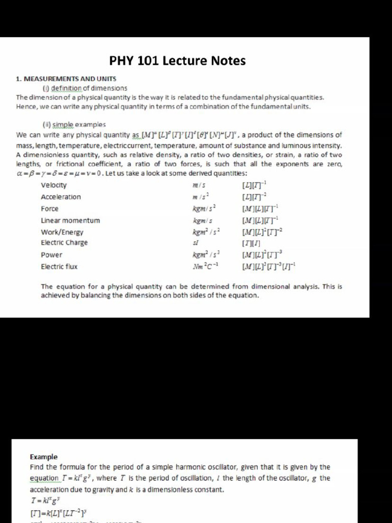 Phy 101 Compiled Lecture 1 & 2 | PDF