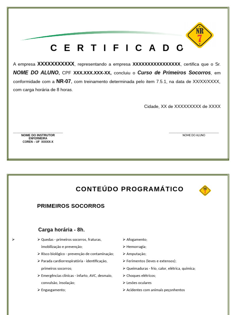 Modelo Certificado NR-07 | PDF