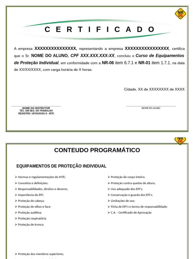 Certificado de Curso de EPI Concluído | PDF