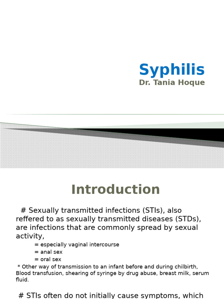 Syphilis | PDF | Sexually Transmitted Infection | Medical Specialties