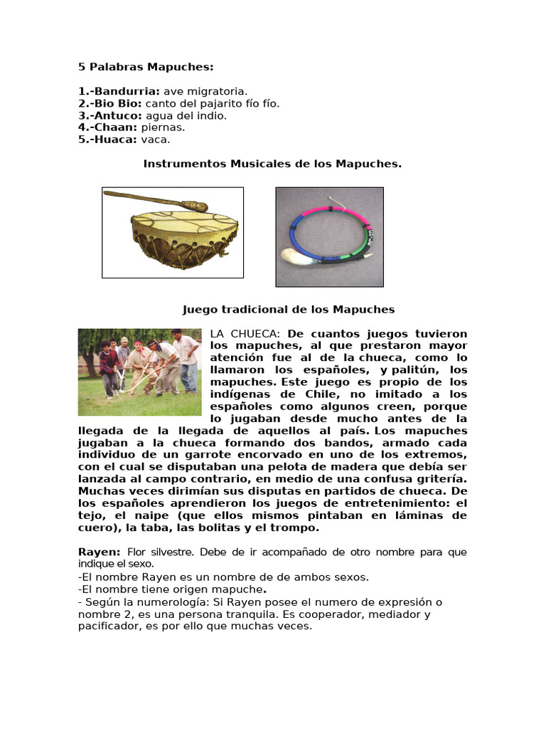 5 Palabras Mapuches | PDF